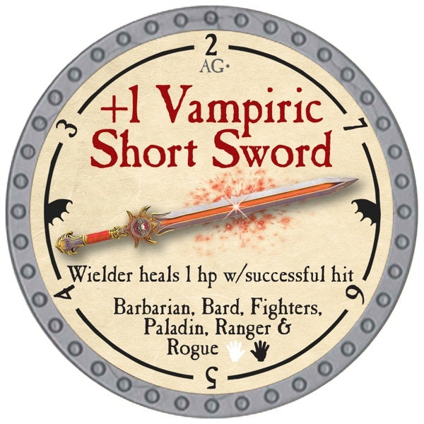 +1 Vampiric Short Sword - 2026 (Platinum) - R – Trent Tokens